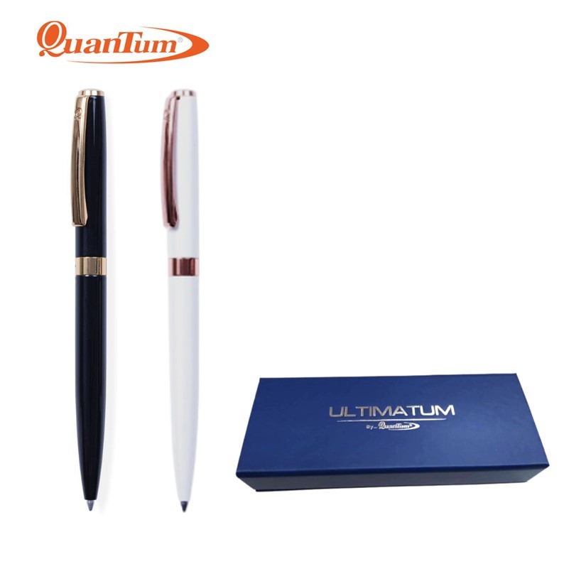 Quantum Ballpoint Pen Premium Blue Ink Ultimatum Patt White/Rose Gold ...