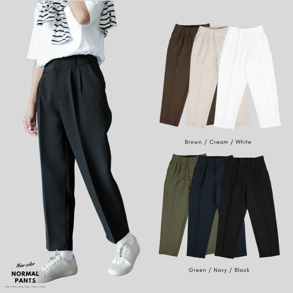 Normal Pants High-Waisted Tapered With Front Zip. | Shopee Malaysia