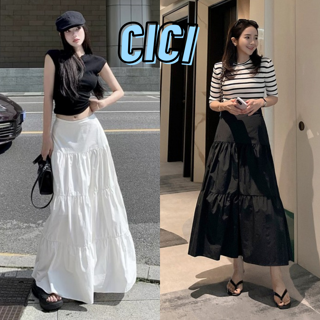 Cici (NO.905) Solid Long Skirt With Side Zip Good Fabric Detailing Bohemian Style. | Shopee Malaysia