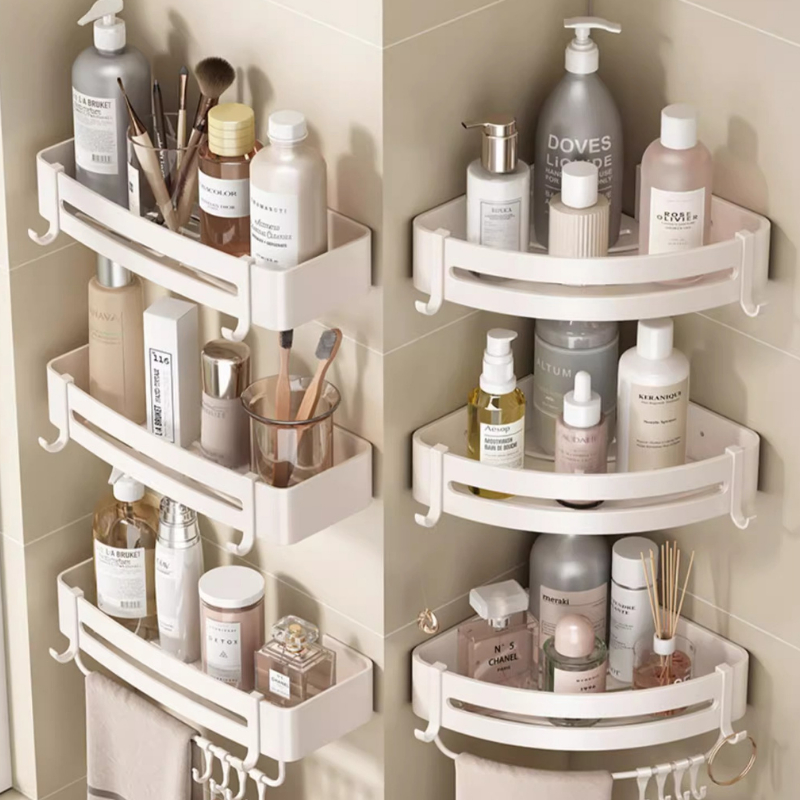 Bathroom Soap Holder Corner Shelf 2 Types Of Installation No Wall ...