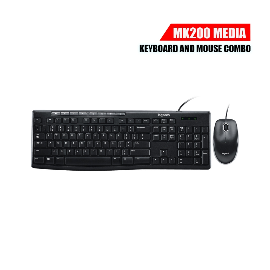 Logitech MK200 Media Desktop Multimedia Keyboard And Mouse Set 8 ...