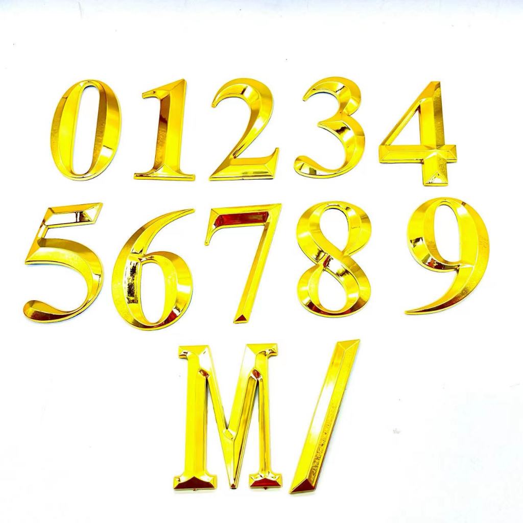 3D Gold Number Stickers With 0-9 Marks And M-Shape Modern Style Stick ...