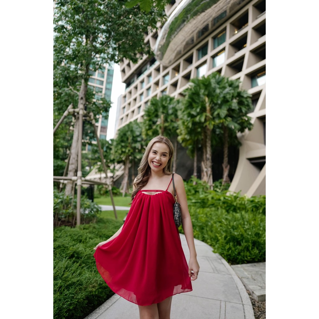 Single Strap Mini Dress Chiffon Fabric Has A Whole Body Lining. Good ...