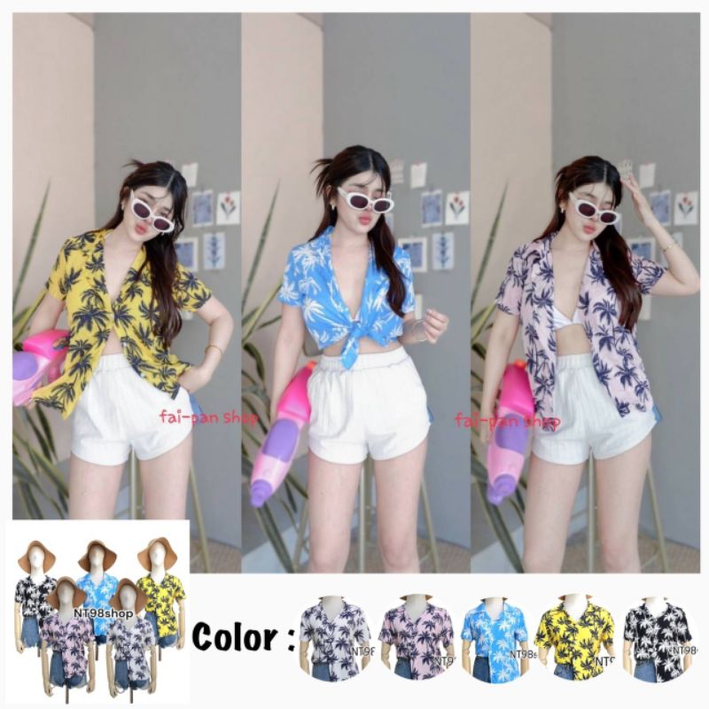 NT98shop (S08) Female Hawaiian Flower Pattern Shirt | Shopee Malaysia