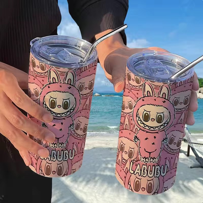 LABUBU cartoon thermos CUP/With Straw 420ML | Shopee Malaysia