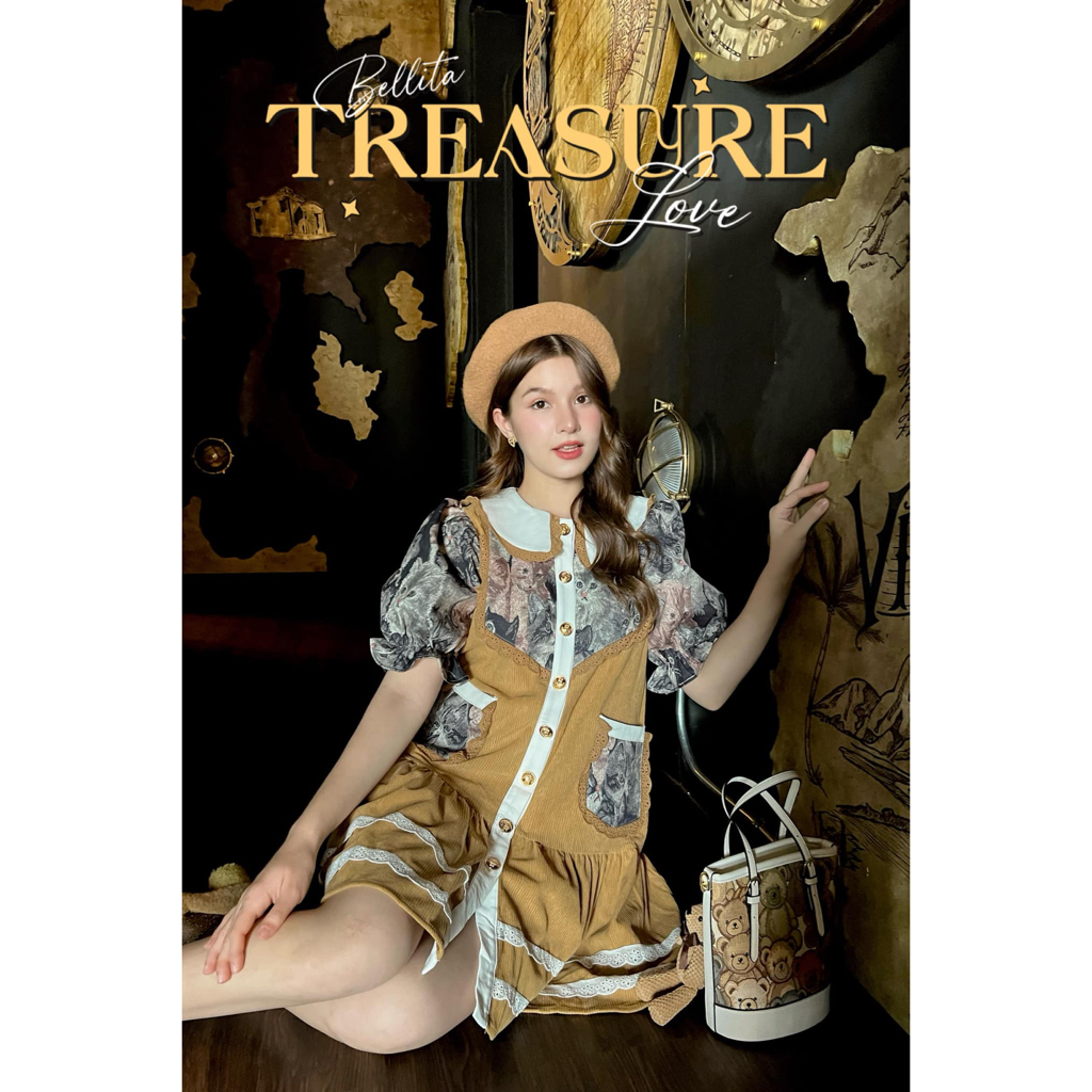 MYT x BELLITA BRAND: [BT150]: Treasure Love Mini Dress: Brown Dress With Cat Pattern. | Shopee ...