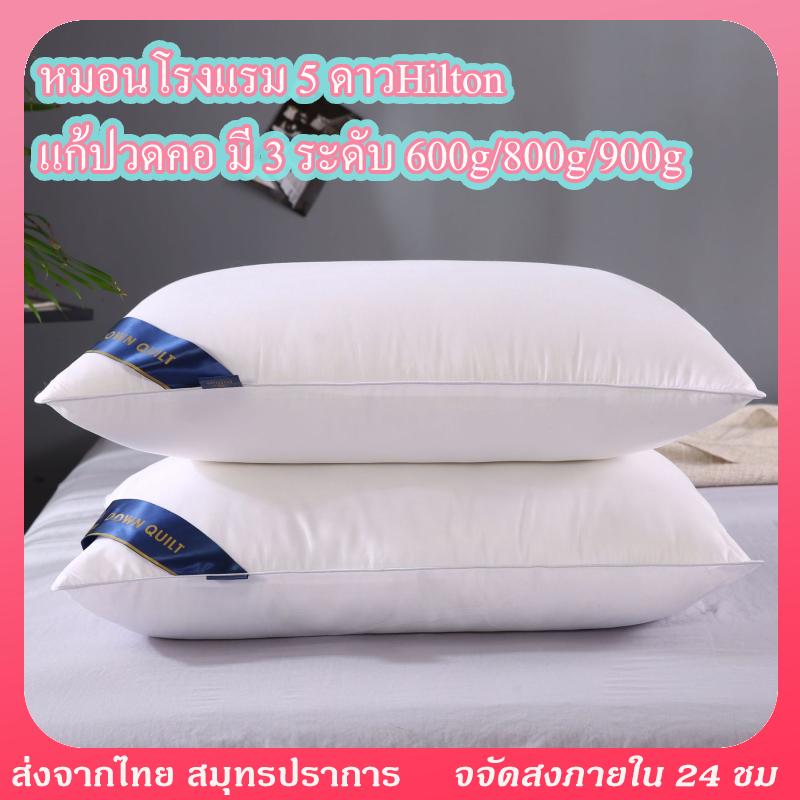 หมอนโรงแรม 5 ดาว Hilton เนื้อนุ่มไม่จับตัวเป็นก้อน เพื่อสุขภาพ นอนสบาย หลับสบาย แก้ปวดคอ มี 3 ...