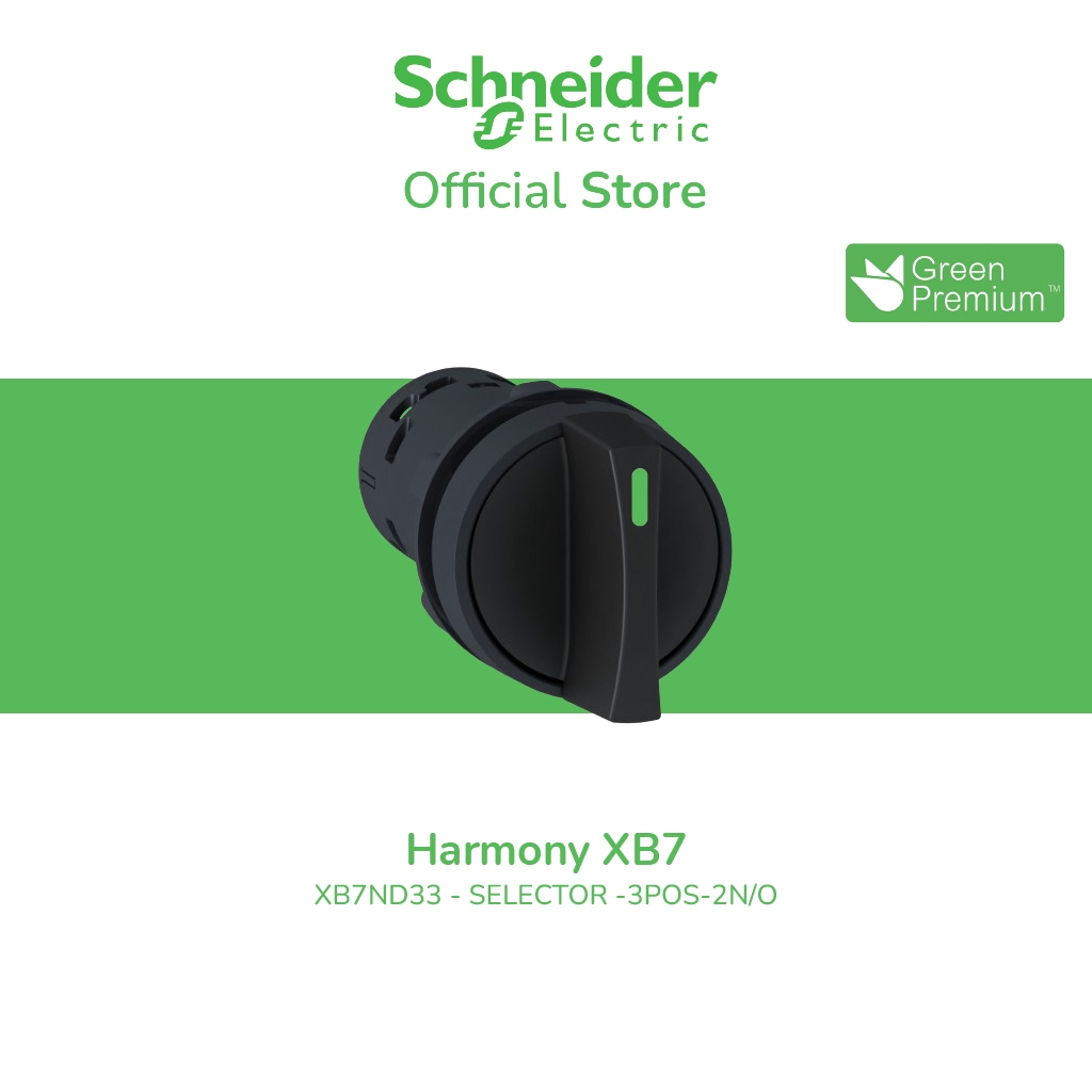 Schneider Electric Monolithic selector switch Harmoni XB7 plastic black 22mm stay put 3 ...