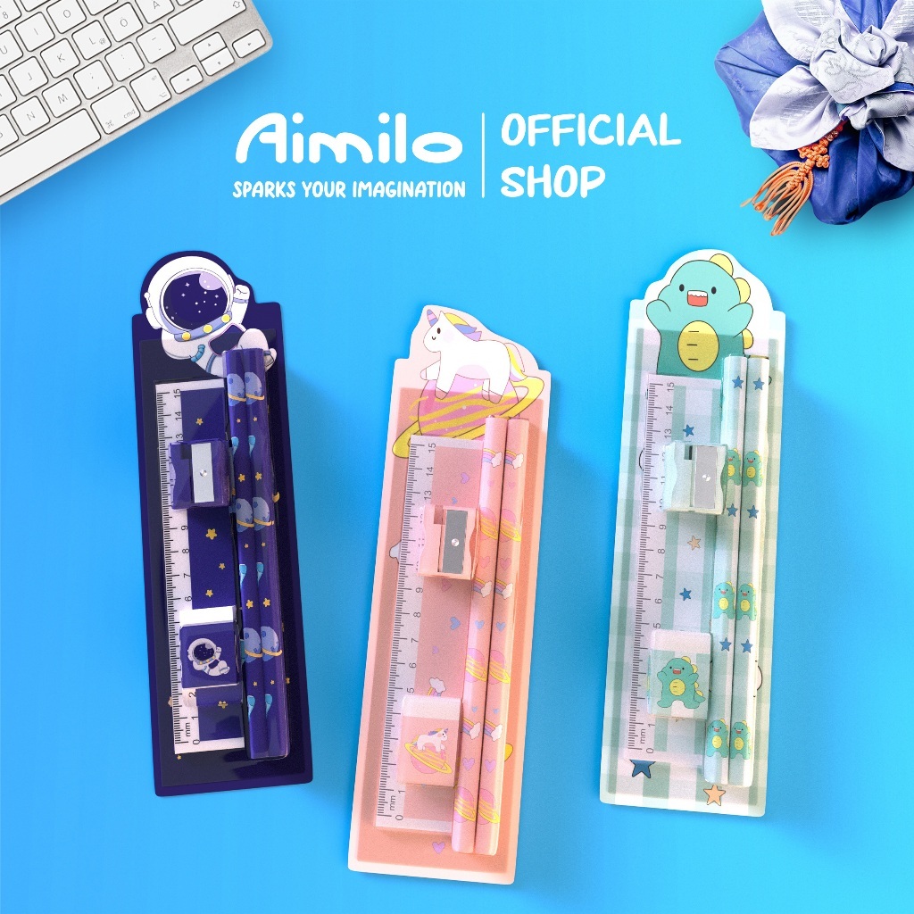 Aimilo Cute Cartoon Character Stationery Set In Package Stationary ...
