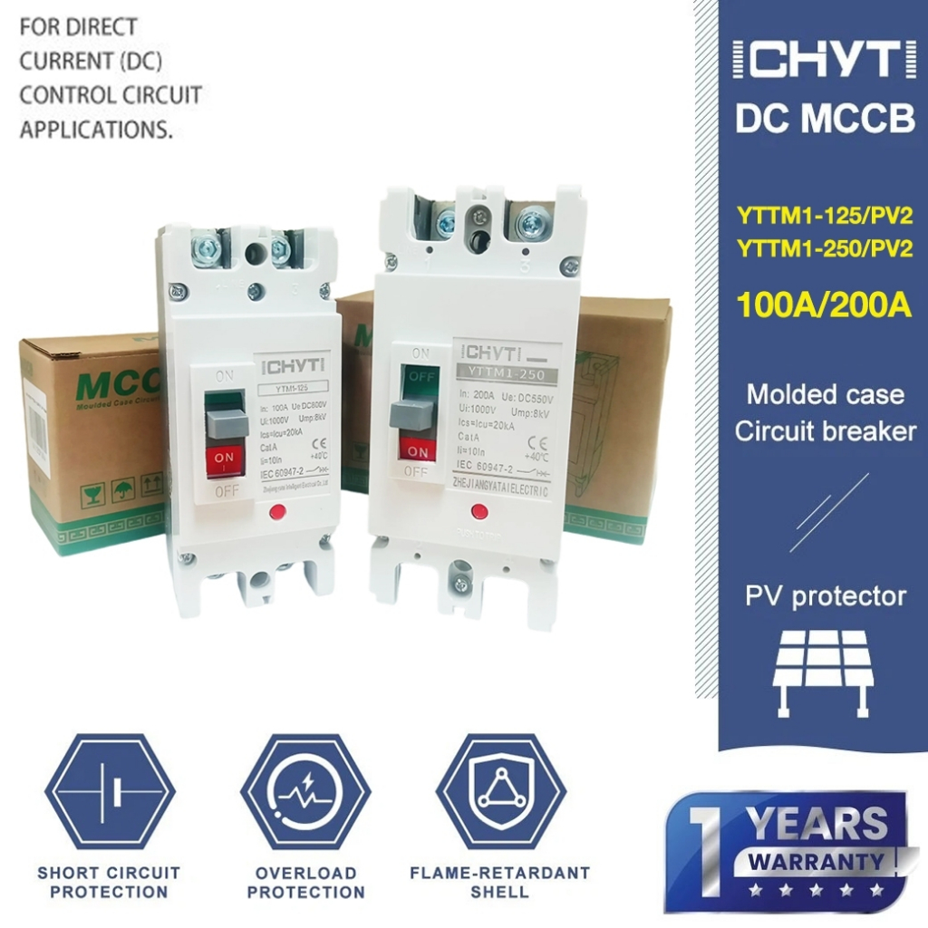 DC MCCB Circuit Breaker 2 Pole Overload And Short Protection | Shopee ...