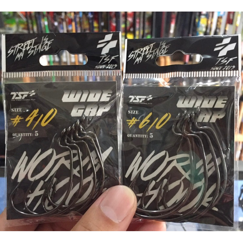 TSF WORM HOOK Rubber Bait Fish WIDE Belly GAP Measure Easy To Mount ...