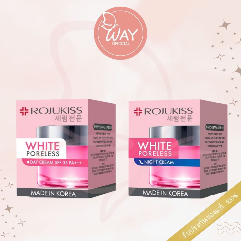 ROJUKISS WHITE PORELESS DAY Spf 35/Pa+++/NIGHT CREAM 45 ML. SPF35PA ...
