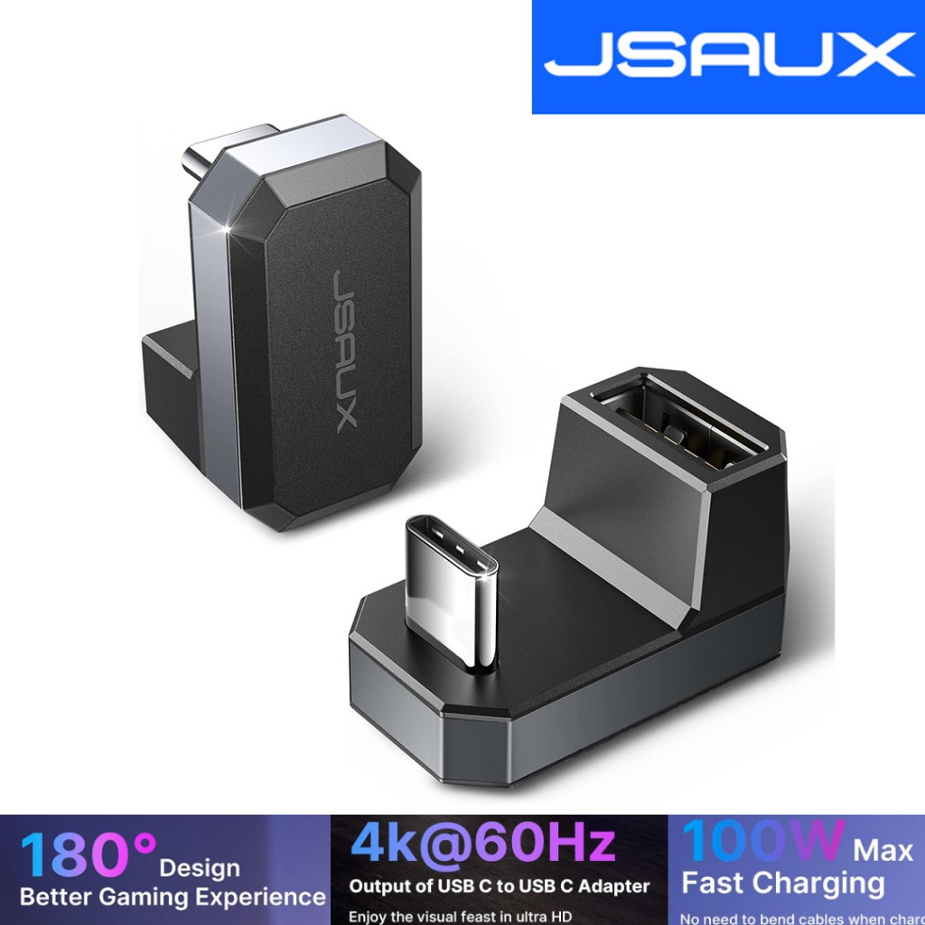JSAUX 180 USB-C to C Adapter 180 Degree Angle Head Joint Increase Data ...