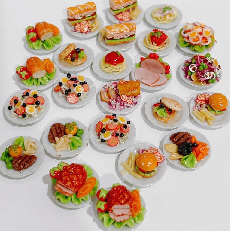 miniature Food Model Clay Plate Size 2.3 Cm.per Piece Toy Collectible ...