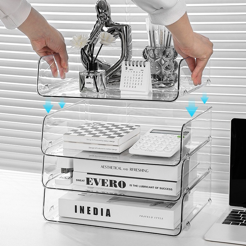 COD + Organize Clear Acrylic File Rack Stackable Tray Shelf On The ...