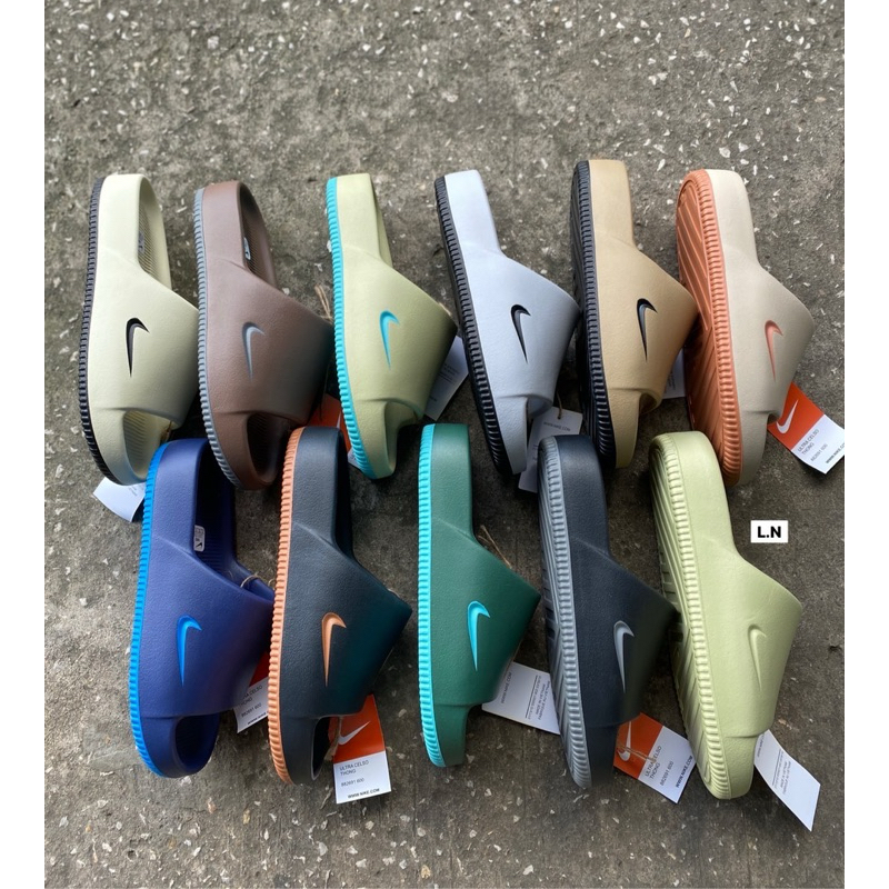 CALM SLIDE Sandals Rough Surface Logo Labelled New High-Heeled Very ...