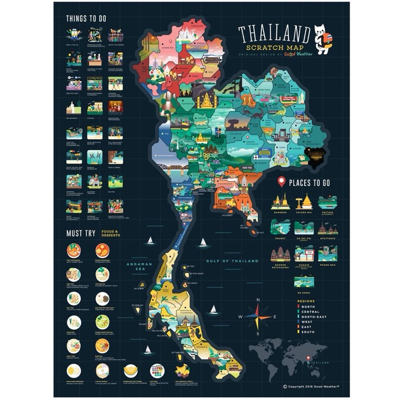 Good Weather Scratch Map: Scratchable Map Thailand World BT21 | Shopee ...