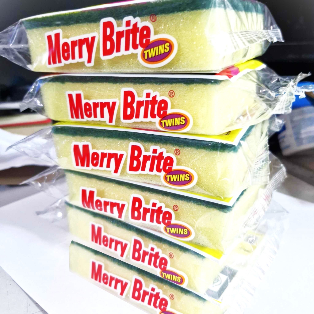 Merry Brite Twins Pack Of 6 Bright Scouring Pad With Sponge Large Size ...
