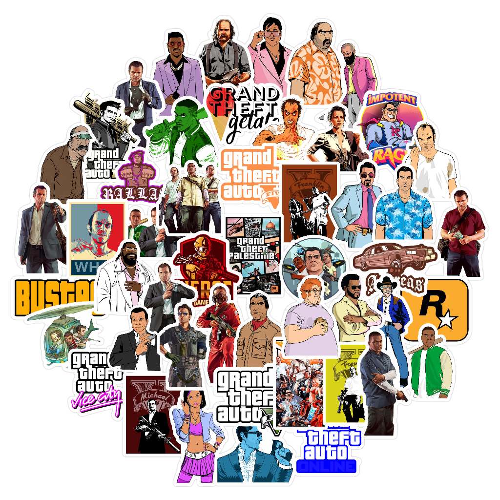 BIG GTA Grand Theft Auto Sticker Waterproof Different Styles 50 Pcs ...