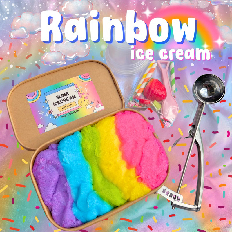 rainbow Ice Cream Slime Plus Popsicle Scoop And Topping. | Shopee Malaysia
