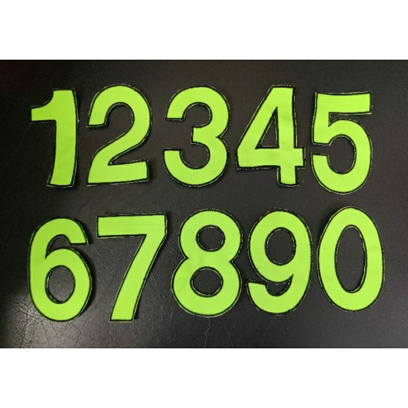 Reflective Green Numbers Embroidery Fabric Arm With Black Border ...