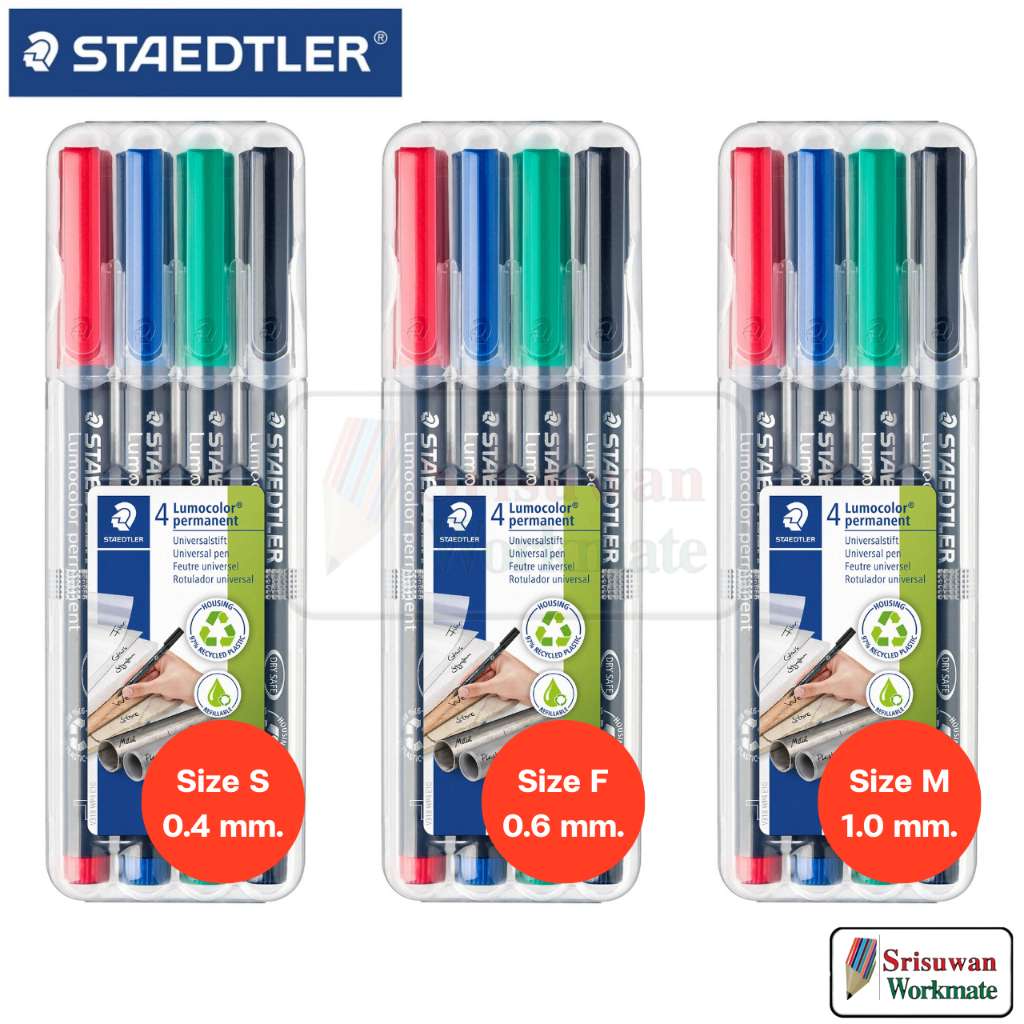 Staedtler Set Of 4 Lumocolor permanent Perma Focusing Pen Non-Erasable ...