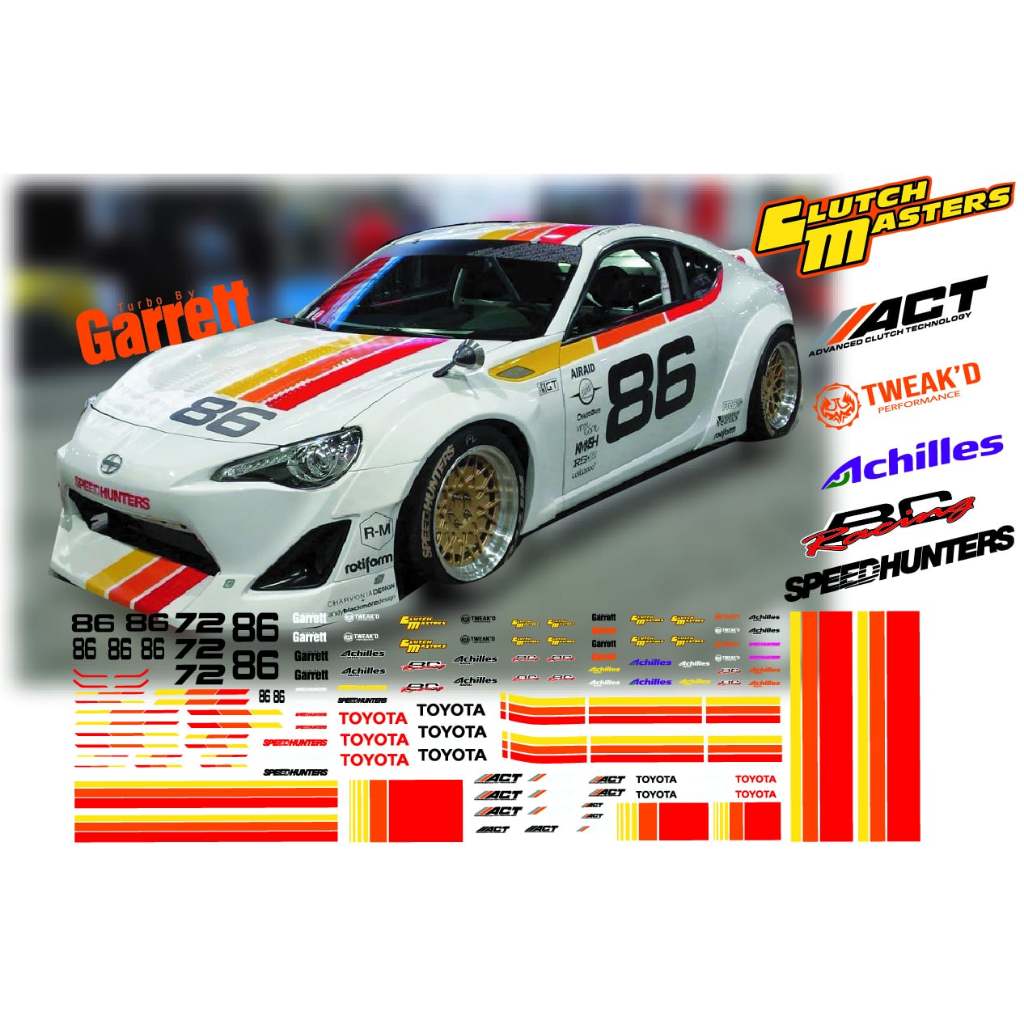 Decal Toyota Supra AE86 GT86 Water Decals White Ink 1 Set Many Cars ...