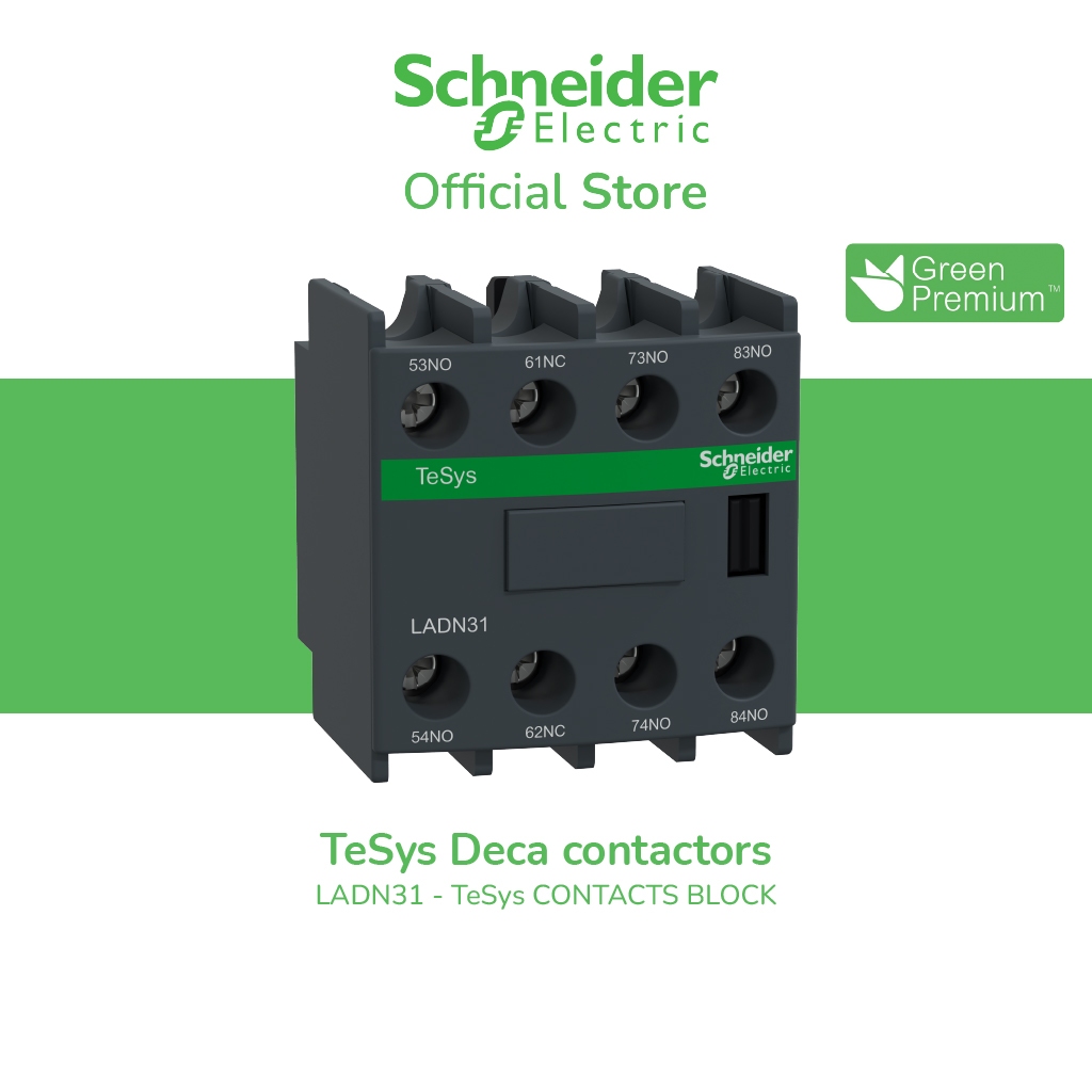 Schneider Electric Auxiliary contact block Tesys Deca Model 3NO + 1NC ...