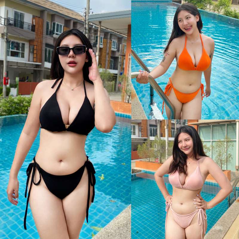 SpinnyHouse Bikini 2 Piece Swimsuit Rayon Fabric Plump Girl Can Wear A Lot Of Stretch To The Sea ...