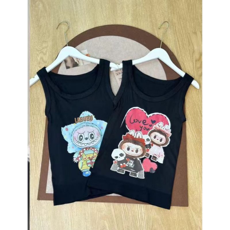 Labubu Tank Top Set Stretch Trench Fabric | Shopee Malaysia