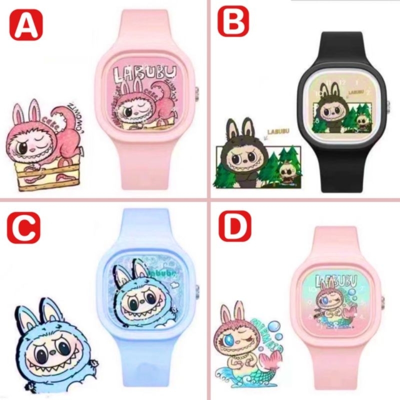 Cartoon Kids Watch Labubu Cute Children Watches Pastel Silicone Strap ...