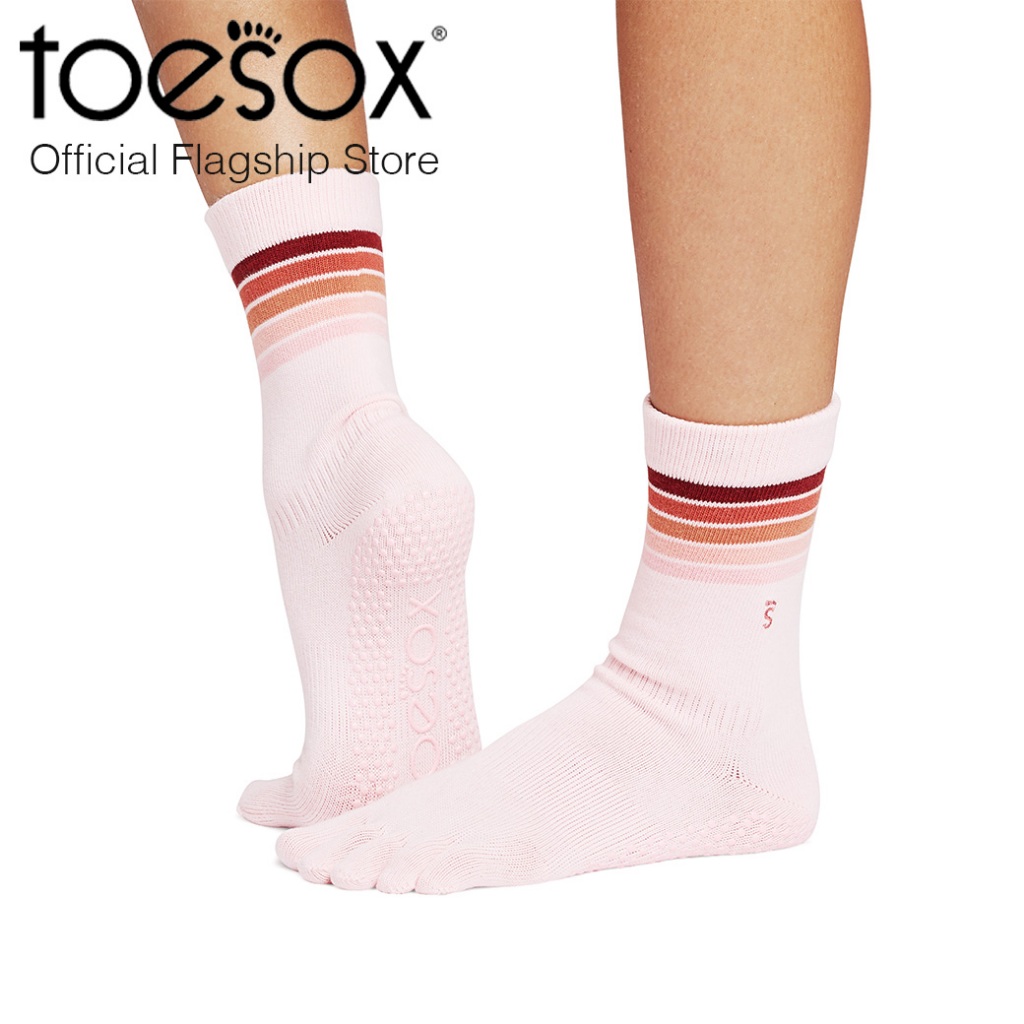 New Fall 2024 ToeSox Grip Full Toe Crew Socks Non-Slip Closed Pilates ...