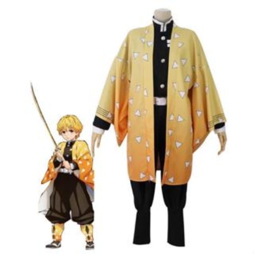Anime Agatsuma Zenitsu Cosplay Costume Devil Killer Kimetsu No Yaiba ...