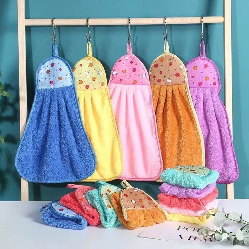 Hanging Hand Towel Cleaning Cloth Solid Color Absorb Water Well 【Size ...