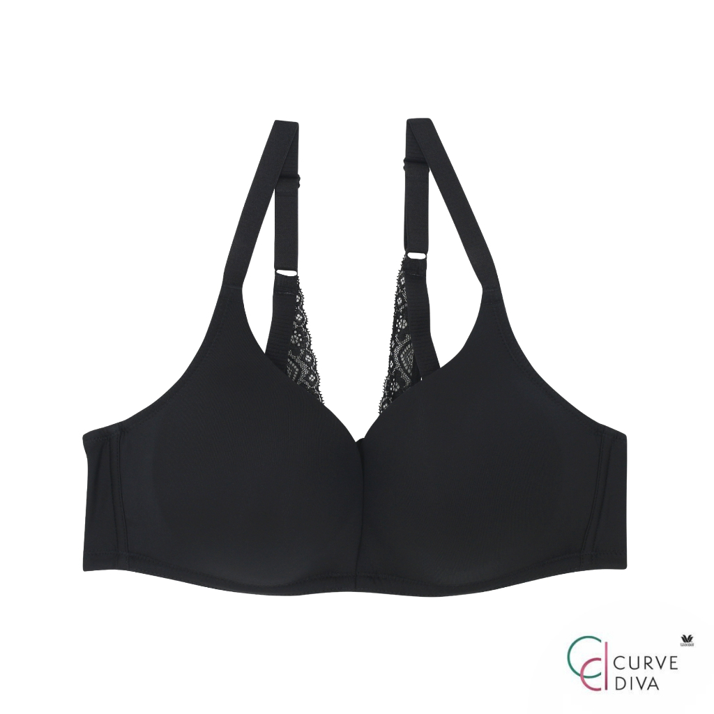 Wacoal Curve Diva Wireless Bra Plus Size Girl WQ1539 Black (BL ...