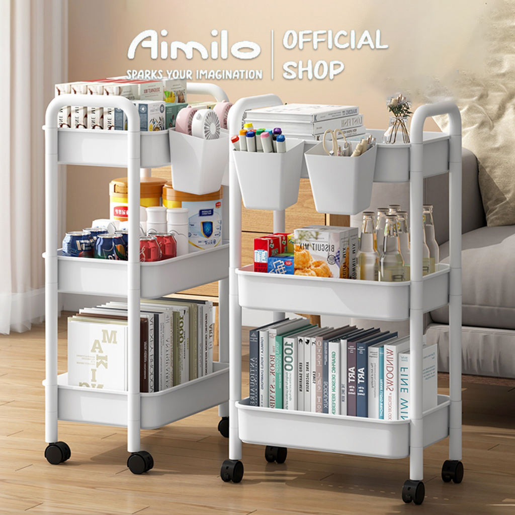 Aimilo New Arrivals Plastic Trolley Rack With Wheels + Handle Easy To ...