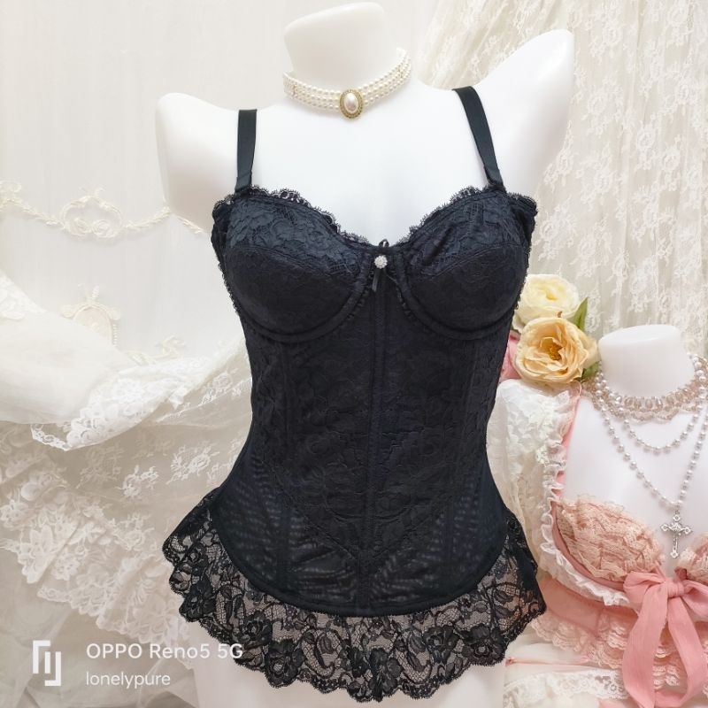 Corset Size: E85-C80-E75. Deep Black Very New Used. | Shopee Malaysia