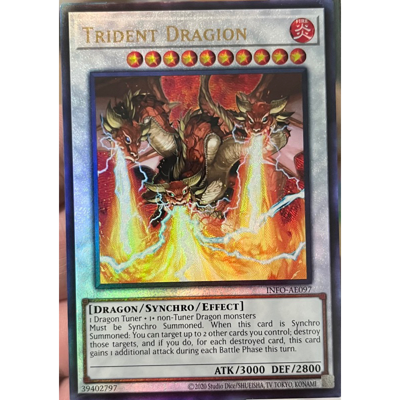 Yugioh Asia-Eng [INFO-AE097] Trident Dragon (Ultimate Rare). | Shopee ...