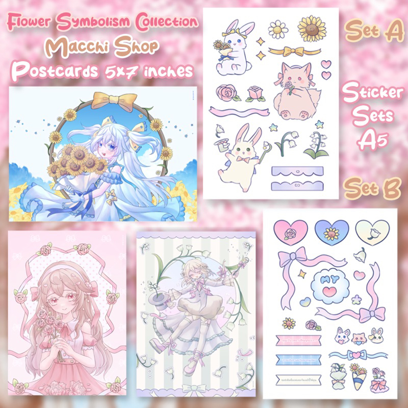 flower Theme Postcard collection [Macchi.illust] 5 * 7 Inch Room ...