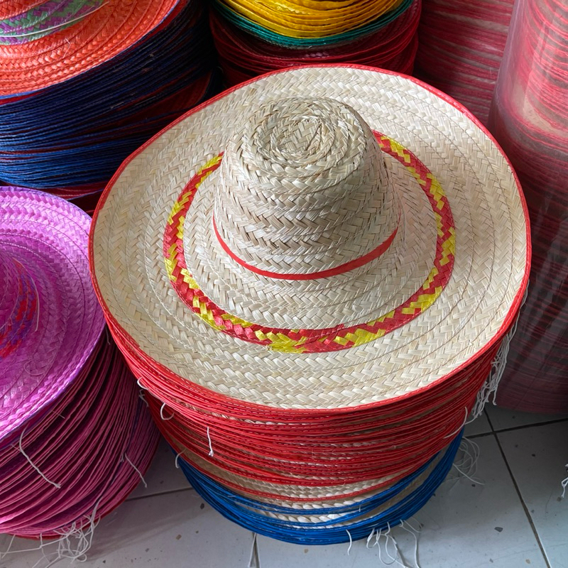 Big Red-Edged Straw Hat With Embroidery (Minimum Order 5 Pieces ...