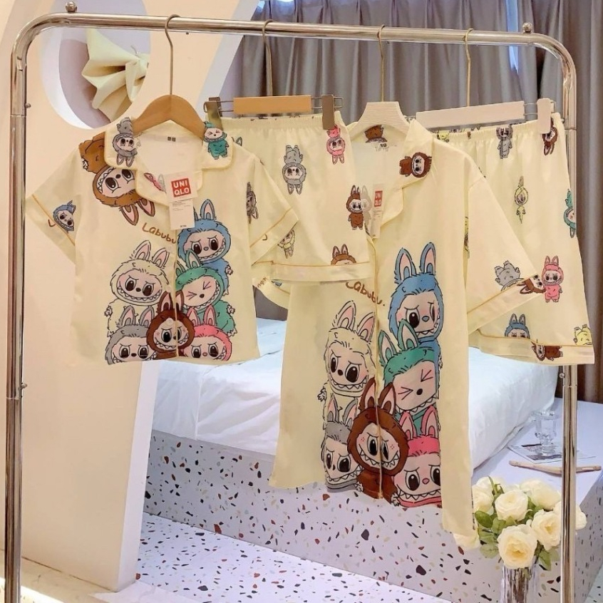 Pyjamas Short/Long Sleeve+Short/Long Leg Baby/Adult Pajamas Labubu/Shin ...