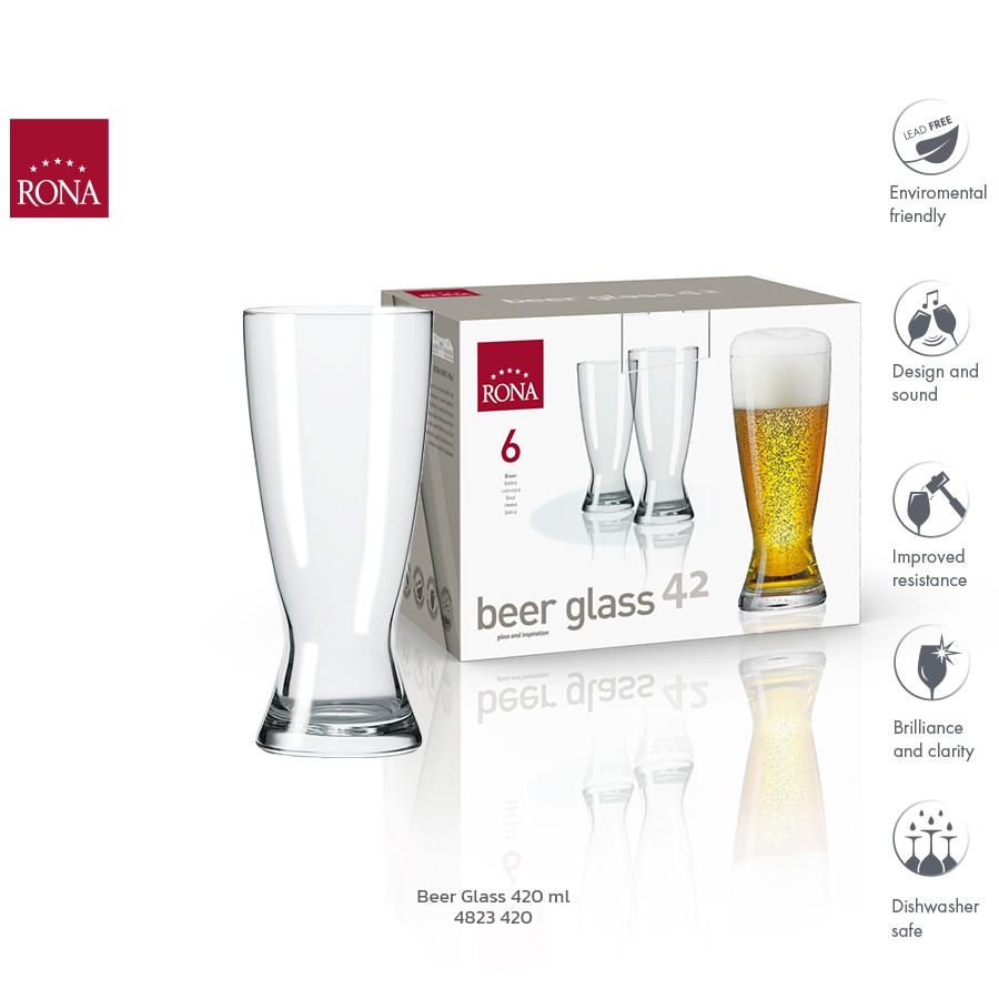 Rona Weizen Beer Glass 420 ml (Set Of 6) Crystal | Shopee Malaysia