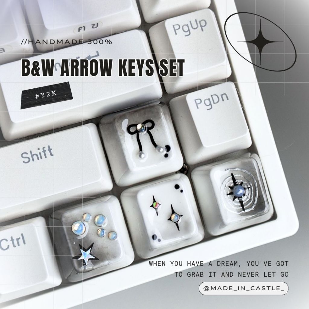 y2k B&W Arrow Keycaps SET|Arrow Key Black And White Wasd y2k |MiC MiC ...