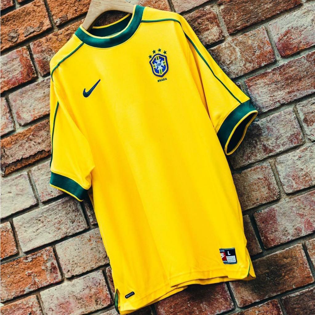 Home Kit Shirt (Bare Shirt) BRAZIL National Team Retro 1998 NIKE 1998 ...