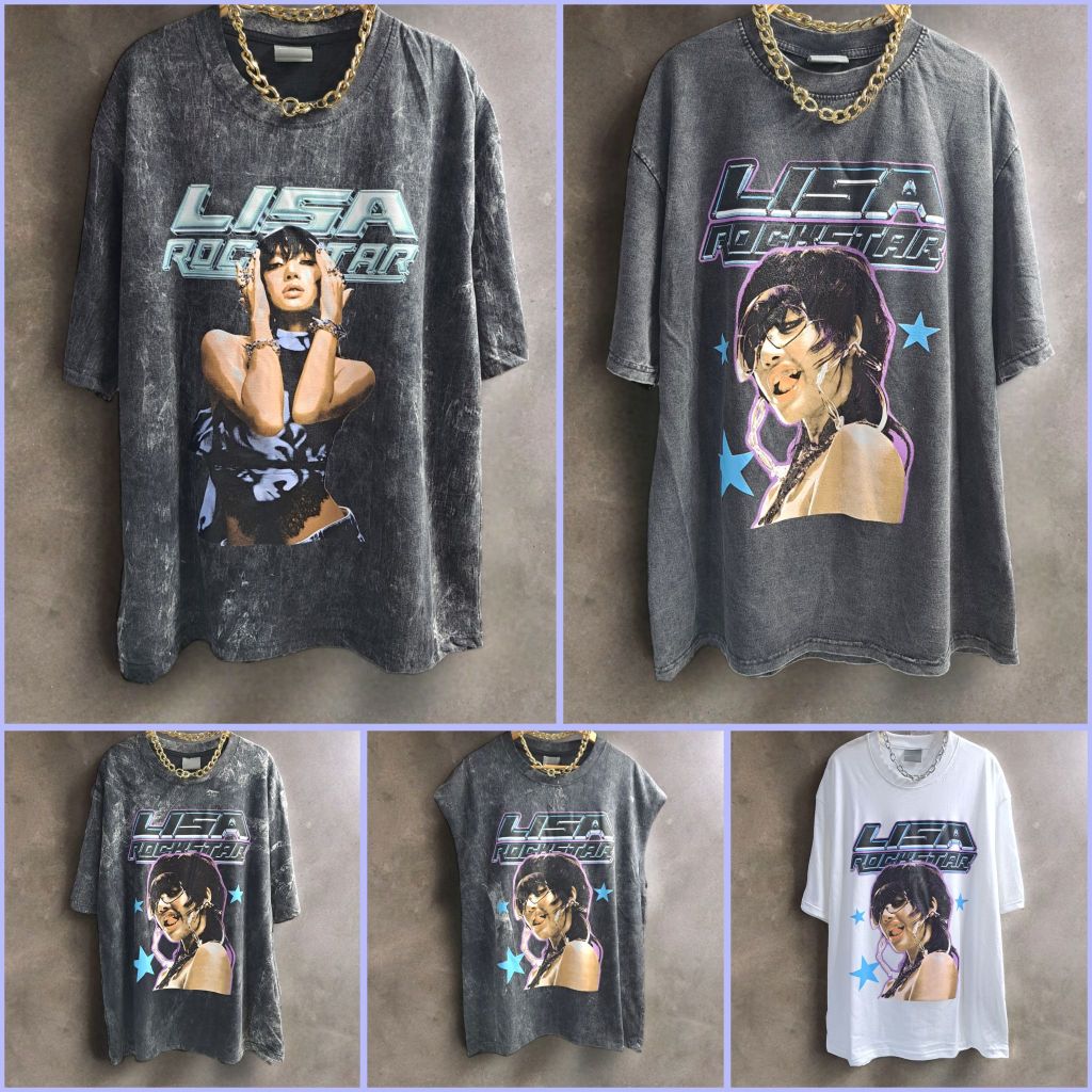 Oversized T Shirt Lisa Rockstar Screen Chest 44 46 Length 28 Cotton