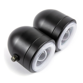 LED Twin Round Headlight Ball Light Mesh Headlamp Motorcycle For And ...
