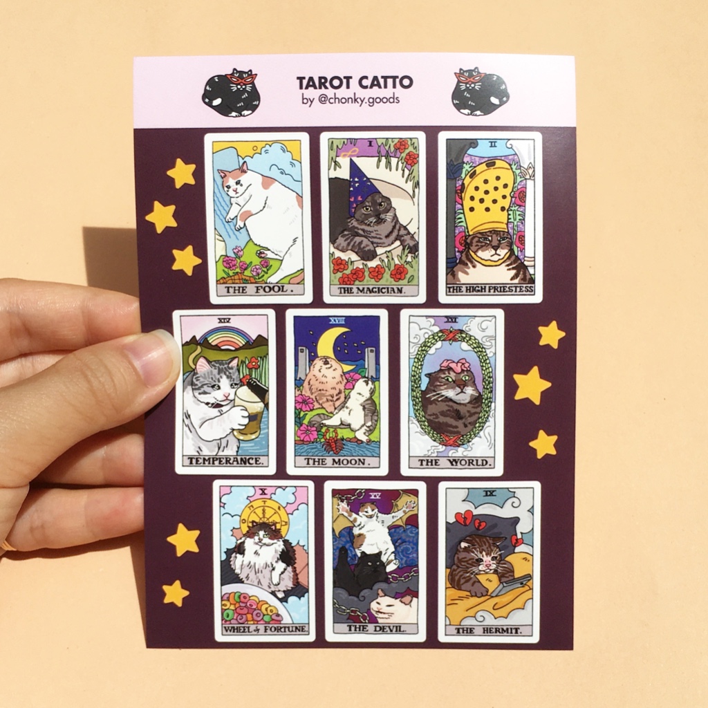 Tarot Cat Meme Stickers Multiple Minor Arcana | Lucky in Love Funny ...