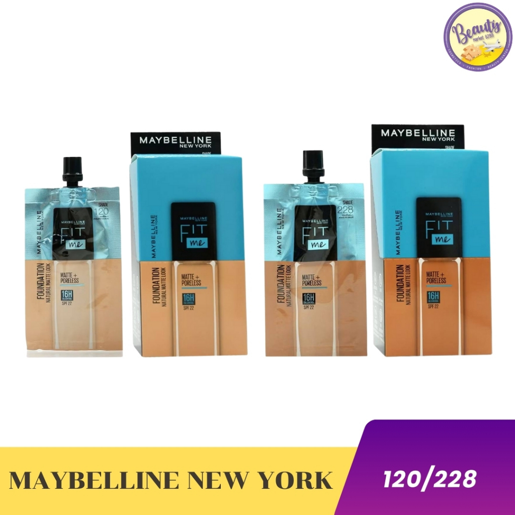 foundation Sachet fit me Matte + Poreless Maybelline 5ml. (1box ...