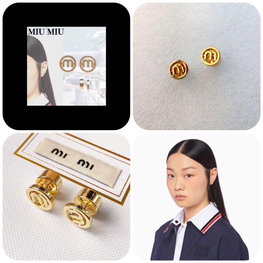 Premium Crash Shop MIU Earrings Circle Design Letters M Gold Easy To ...