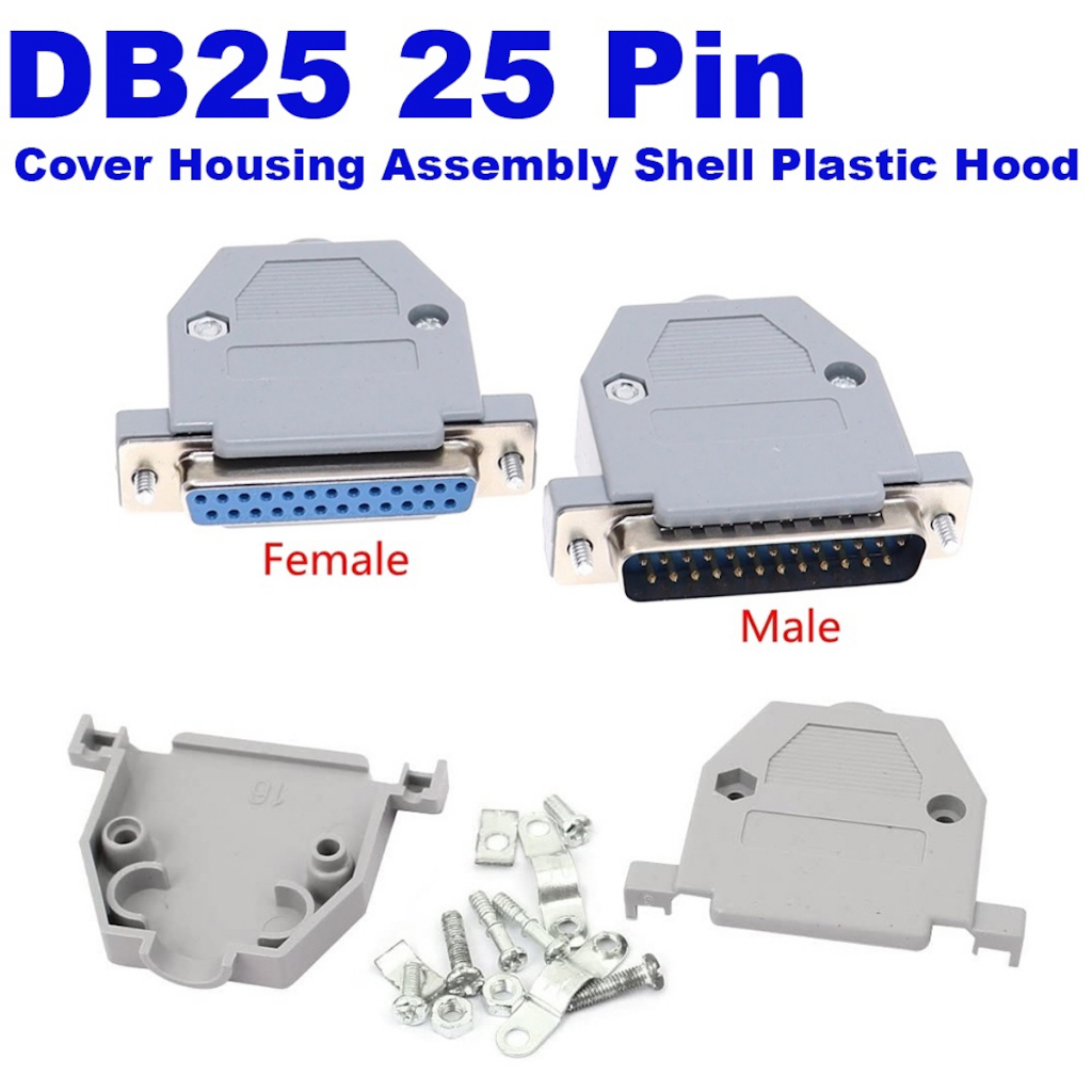 DB25 25 Pin Female/Male 2Rows Solder Type Plug D-SUB Male Socket Connector Plastic Assemble ...
